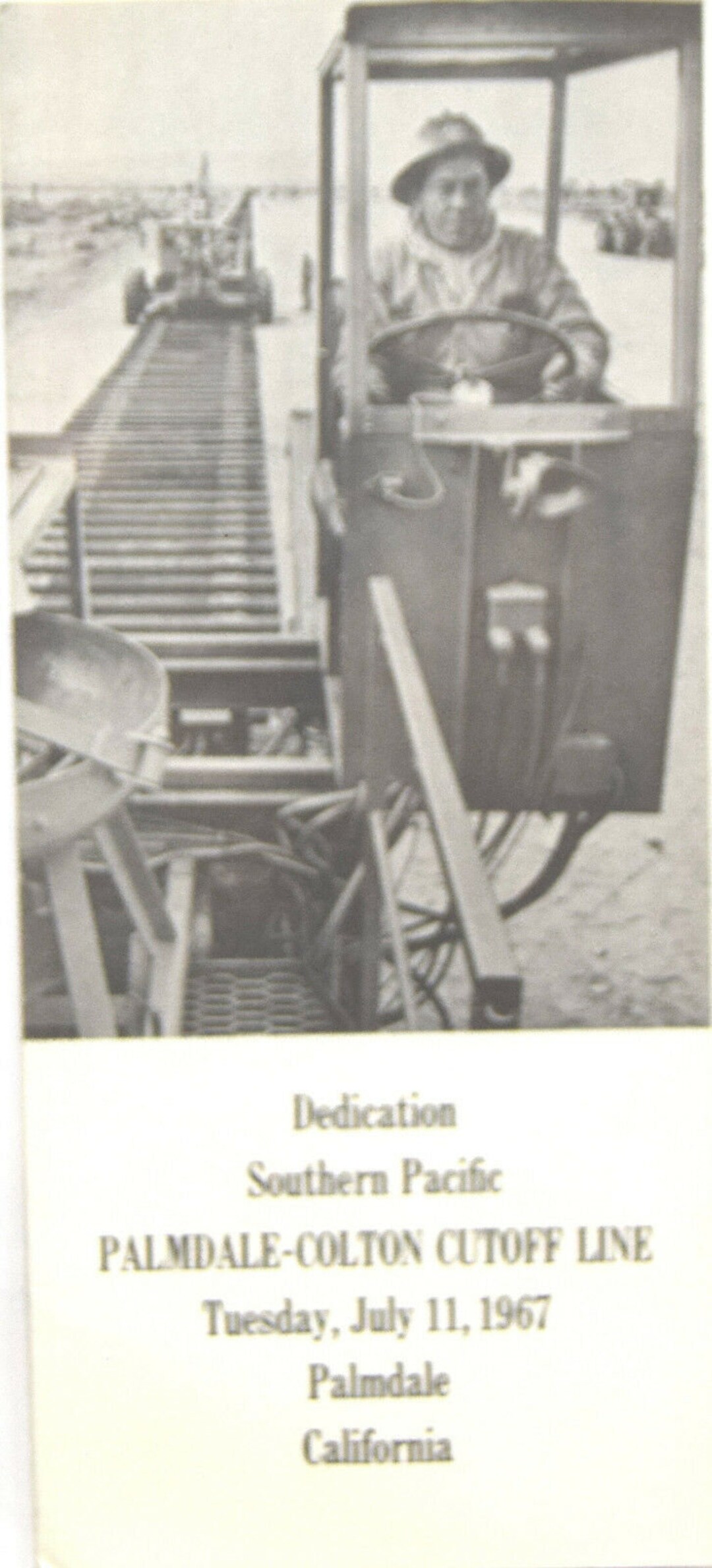 SOUTHERN PACIFIC Railroad Dedication Brochure for the Palmdale-colton ...