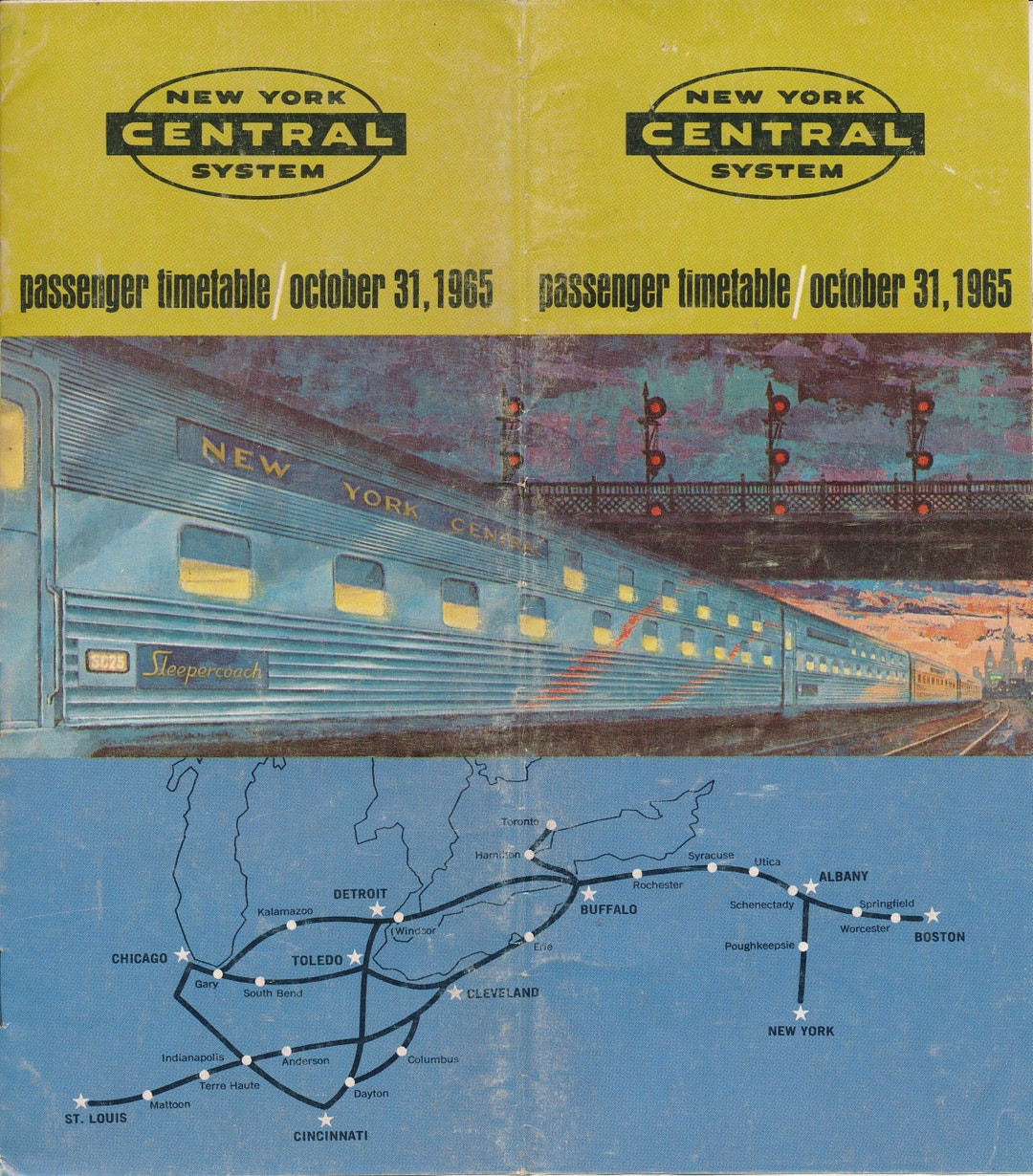 New York Central Railroad Public Timetable October 31, 1965 - Etsy