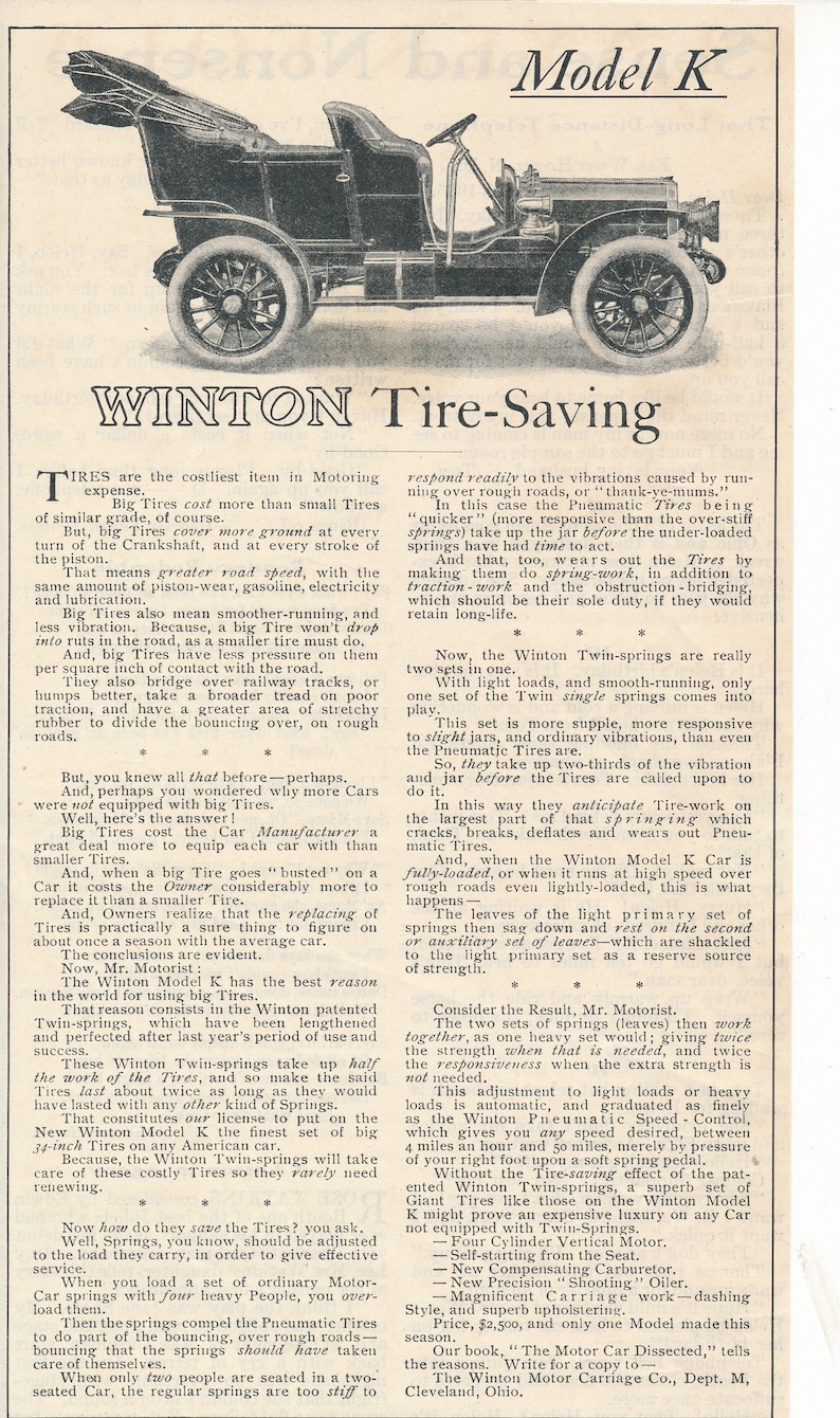 2 Vintage Print Ads for Winton Cars From the 1900s - Etsy