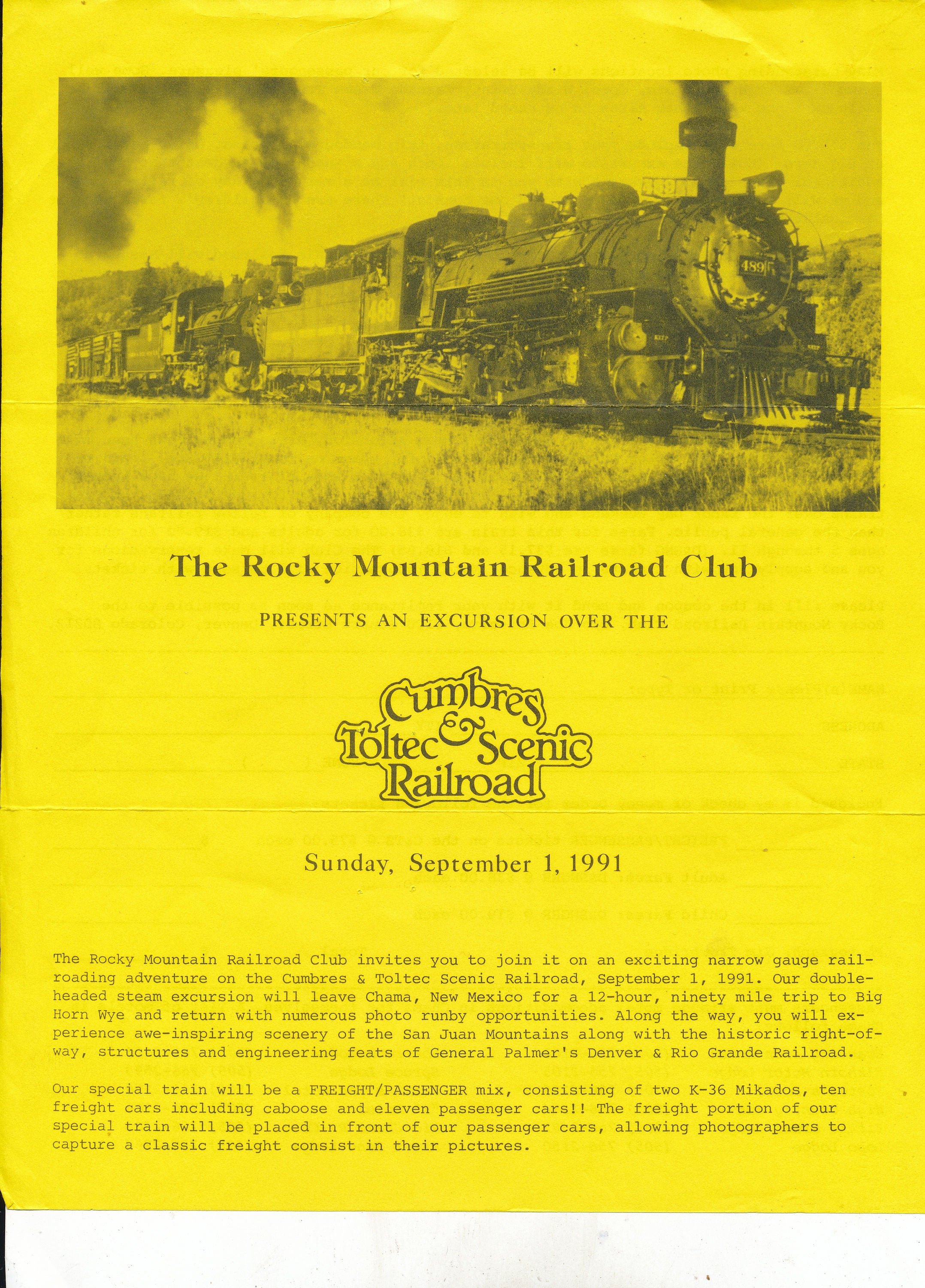 Cumbres and Toltec Scenic Railroad Lot of 2 Flyers Rocky Mountain RR ...