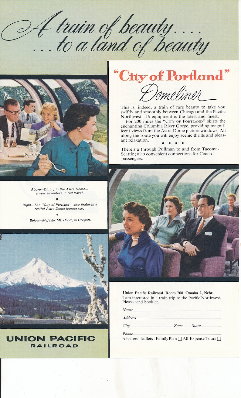 Union Pacific Railroad 5 Magazine Print Ads From the 1940's and 1950's ...