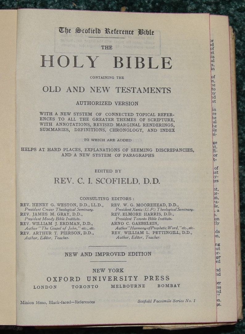 The Scofield Reference Bible Holy Bible Old and New Testments New and ...