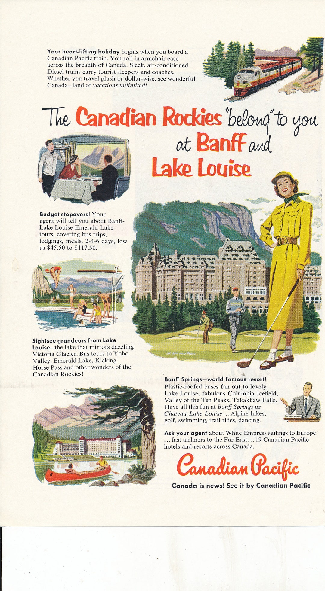Canadian Pacific Two Magazine Print Ad's From the 1940's and 1950's - Etsy