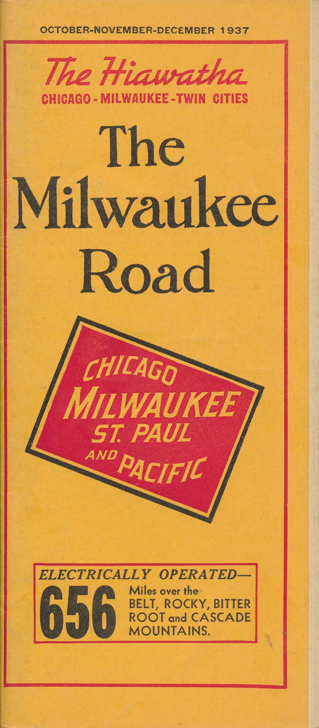 Milwaukee Railway Public Timetable October-november-december 1937 - Etsy