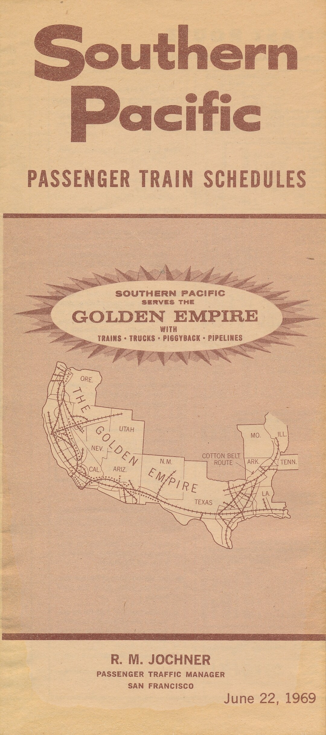 Southern Pacific Railroad Public System Timetable June 22, 1969 - Etsy