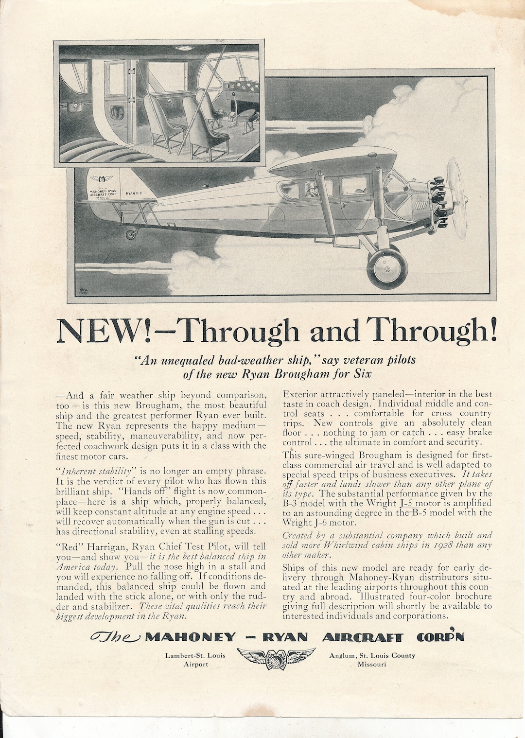 Vintage Aircraft Magazine Print Ads One for Norton and One for Mahoney ...