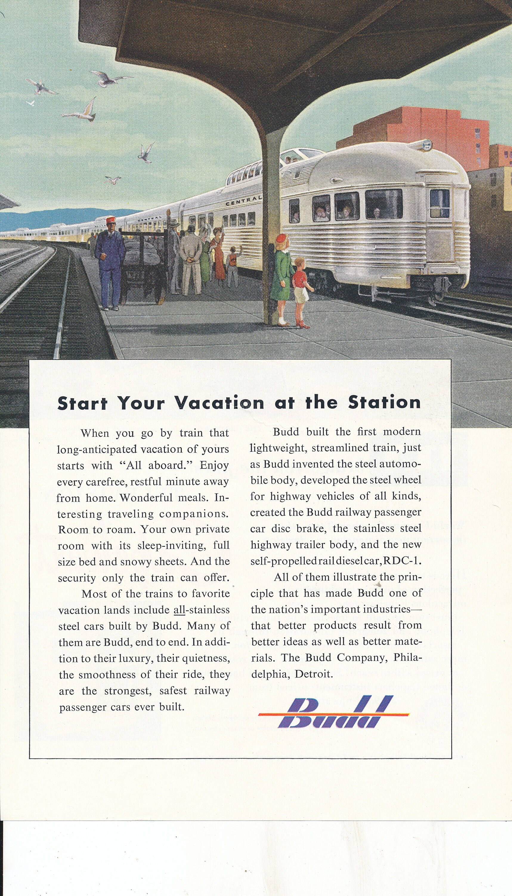 Budd Railcar Co 5 Print Ad's 1950's Promoting New Trains - Etsy