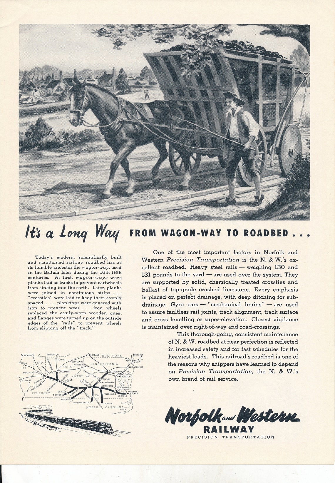 Norfolk and Western Railroad 4 Magazine Print Ads From the 1940's and ...