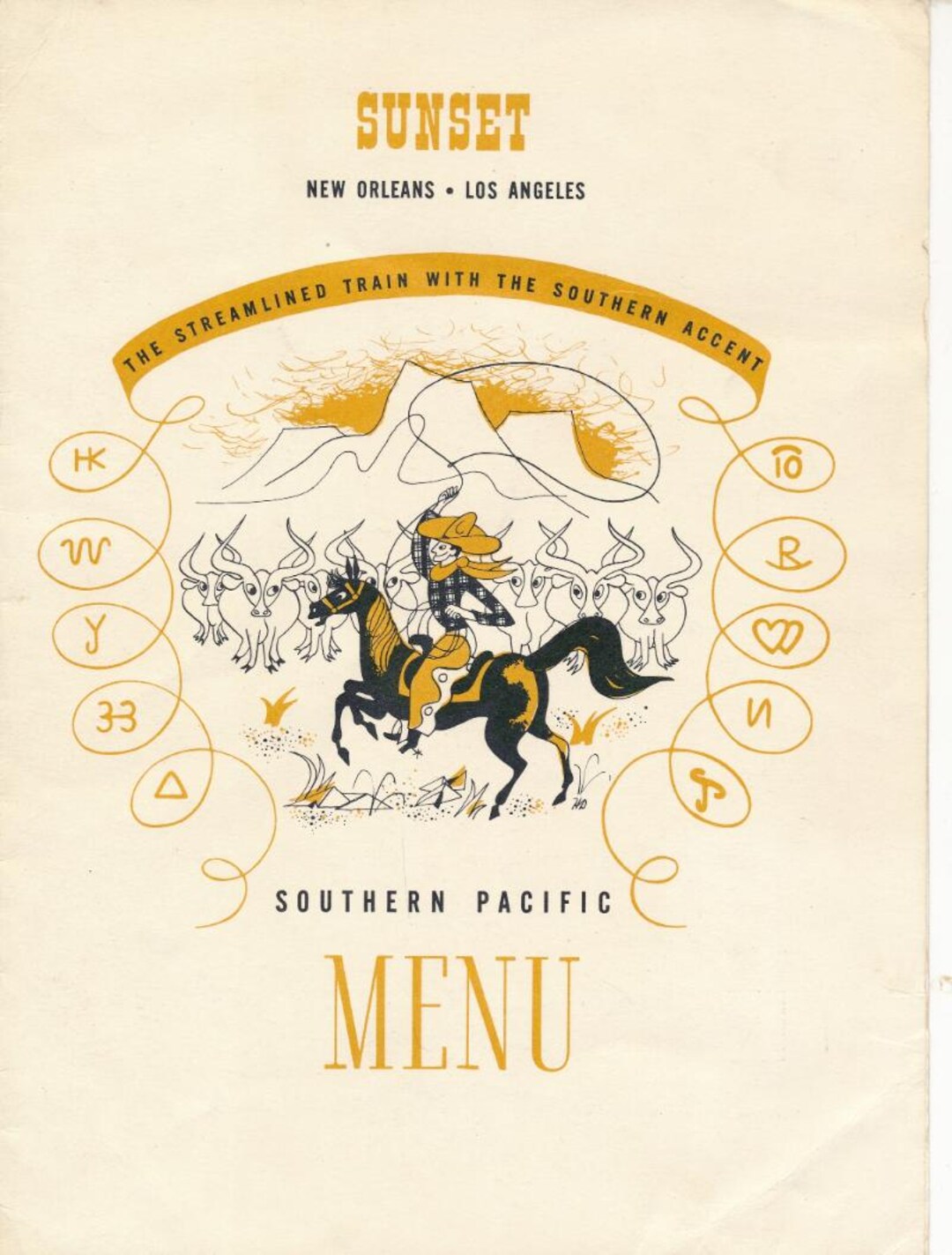 Dining Car Menu: Southern Pacific Railroad Dining Car Menu for Dinner ...