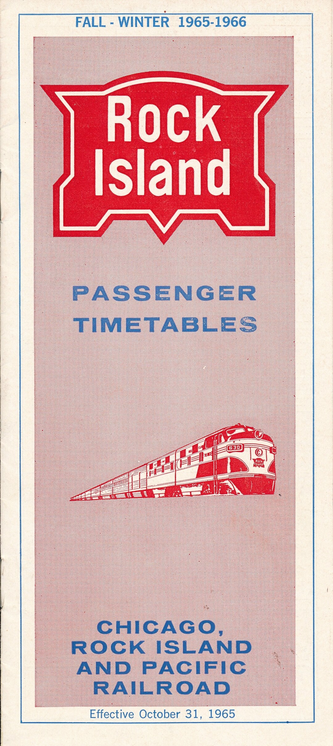 Rock Island Railroad Public Timetable October 31, 1965 - Etsy