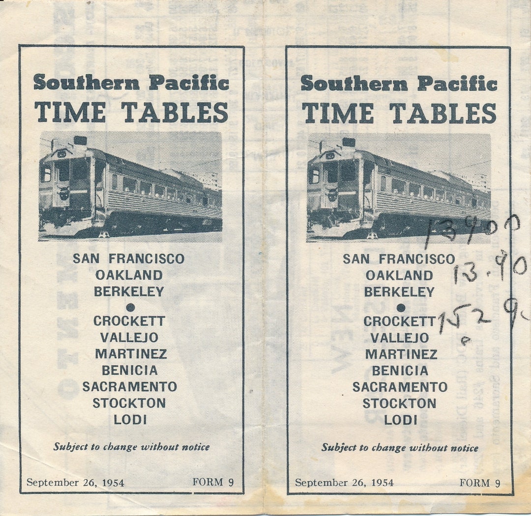 Southern Pacific Railroad Timetables Lot of 2: Sf-oakland-sacramento ...