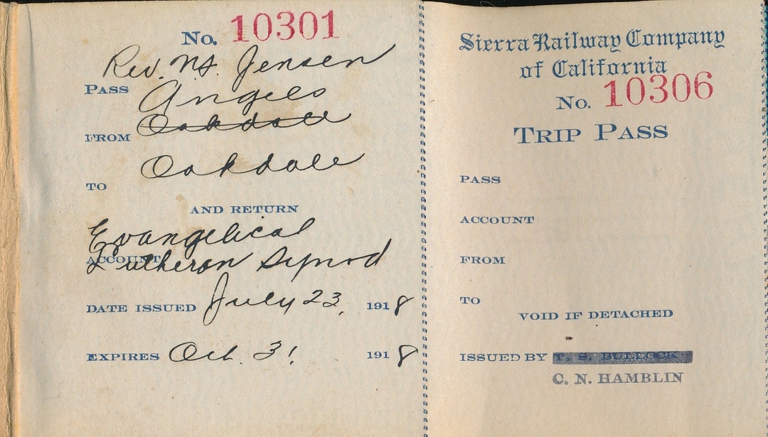 Sierra Railroad Trip Pass Receipt Booklet Between October 31, 1918 to ...