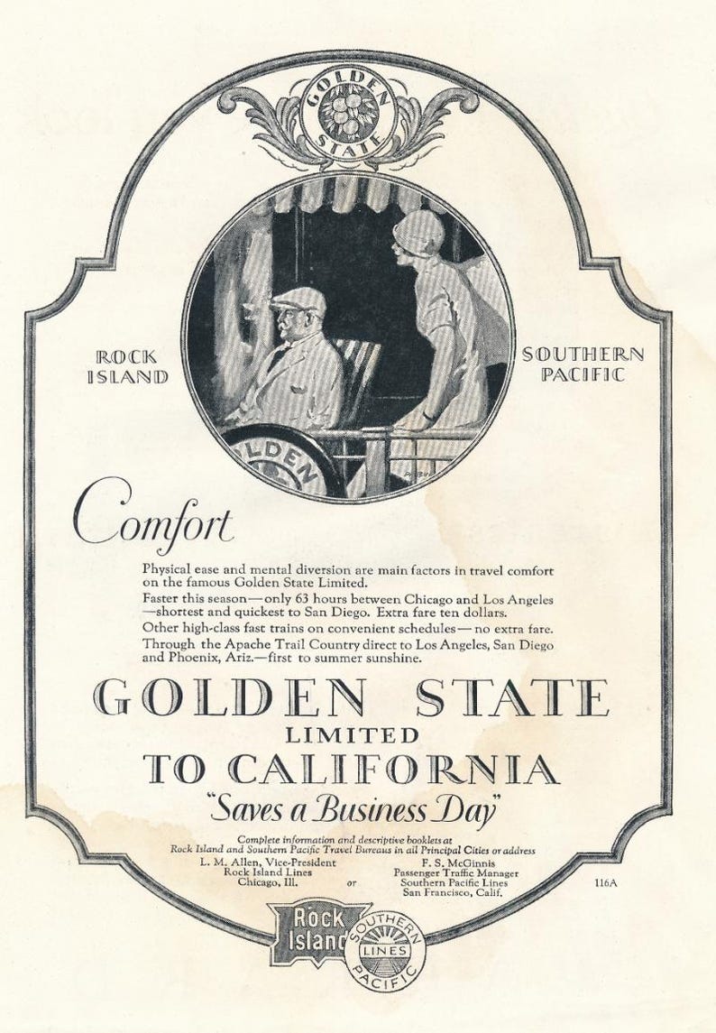 Southern Pacific Railroad Rare Magazine Print Ads From 1910's-30's ...