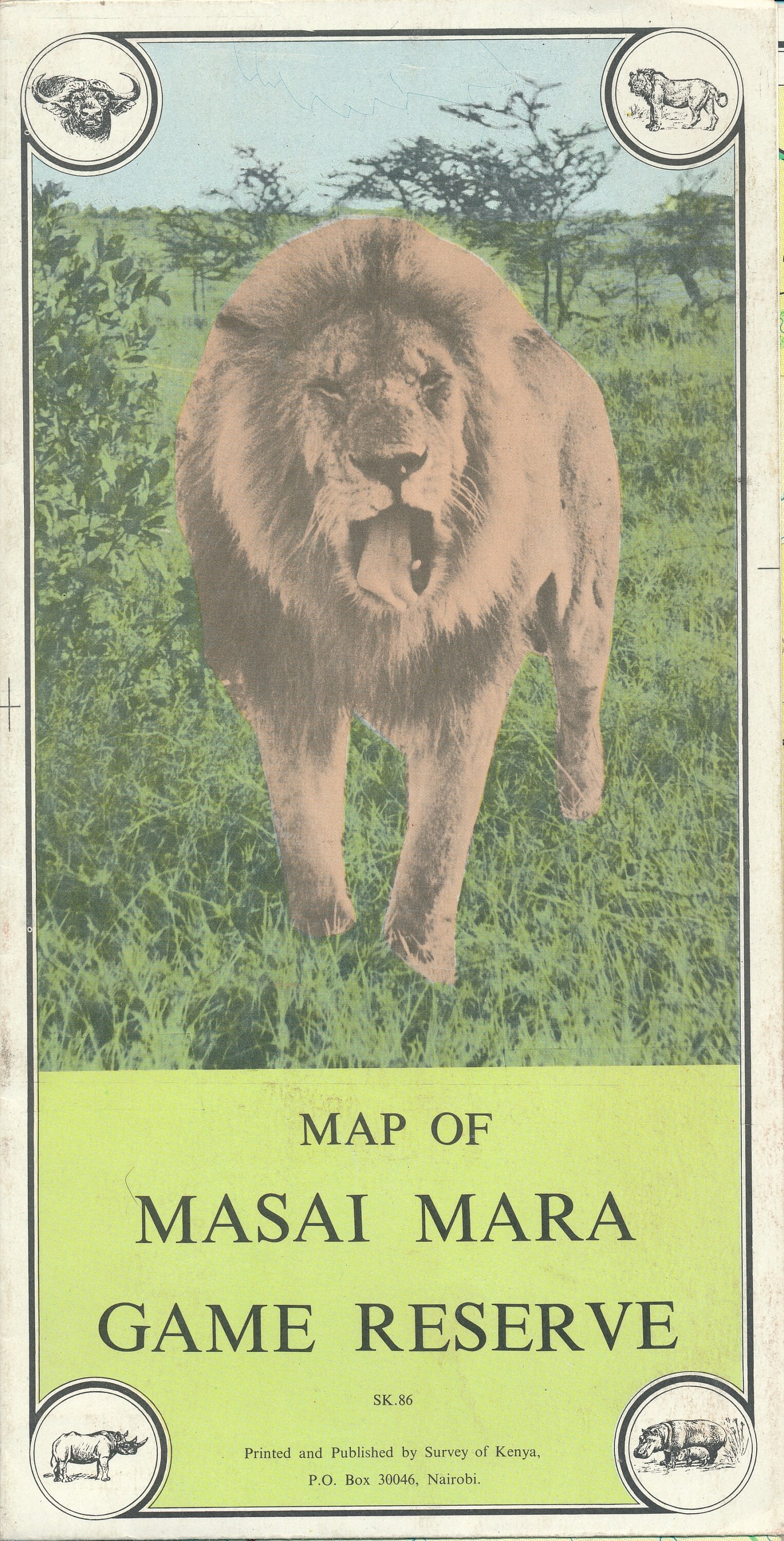 Kenya Map Masai Mara Game Reserve 1982 34 X 22 ,kenya Brochure the ...