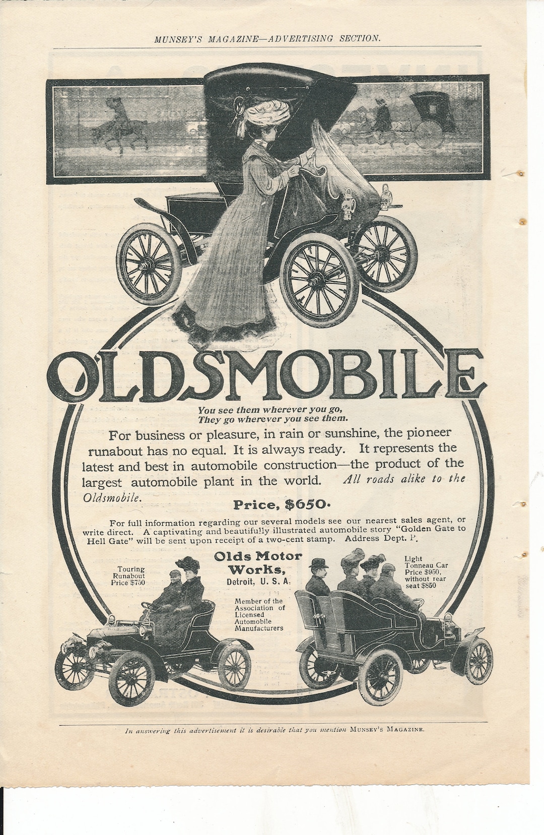 5 Vintage Oldsmobile Print Ads From the 1900's - Etsy
