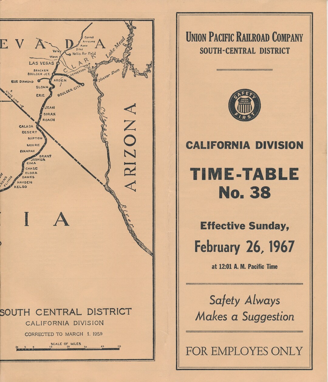 Union Pacific Railroad California Division Employee Timetable 38 ...