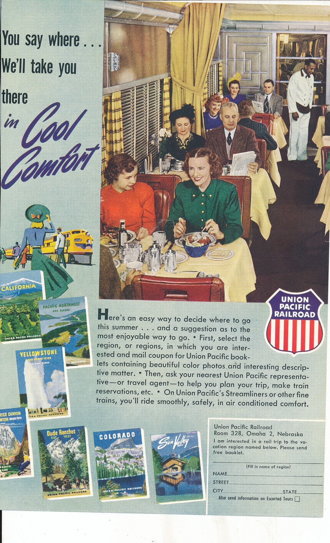Union Pacific Railroad 5 Magazine Print Ads From the 1950's - Etsy