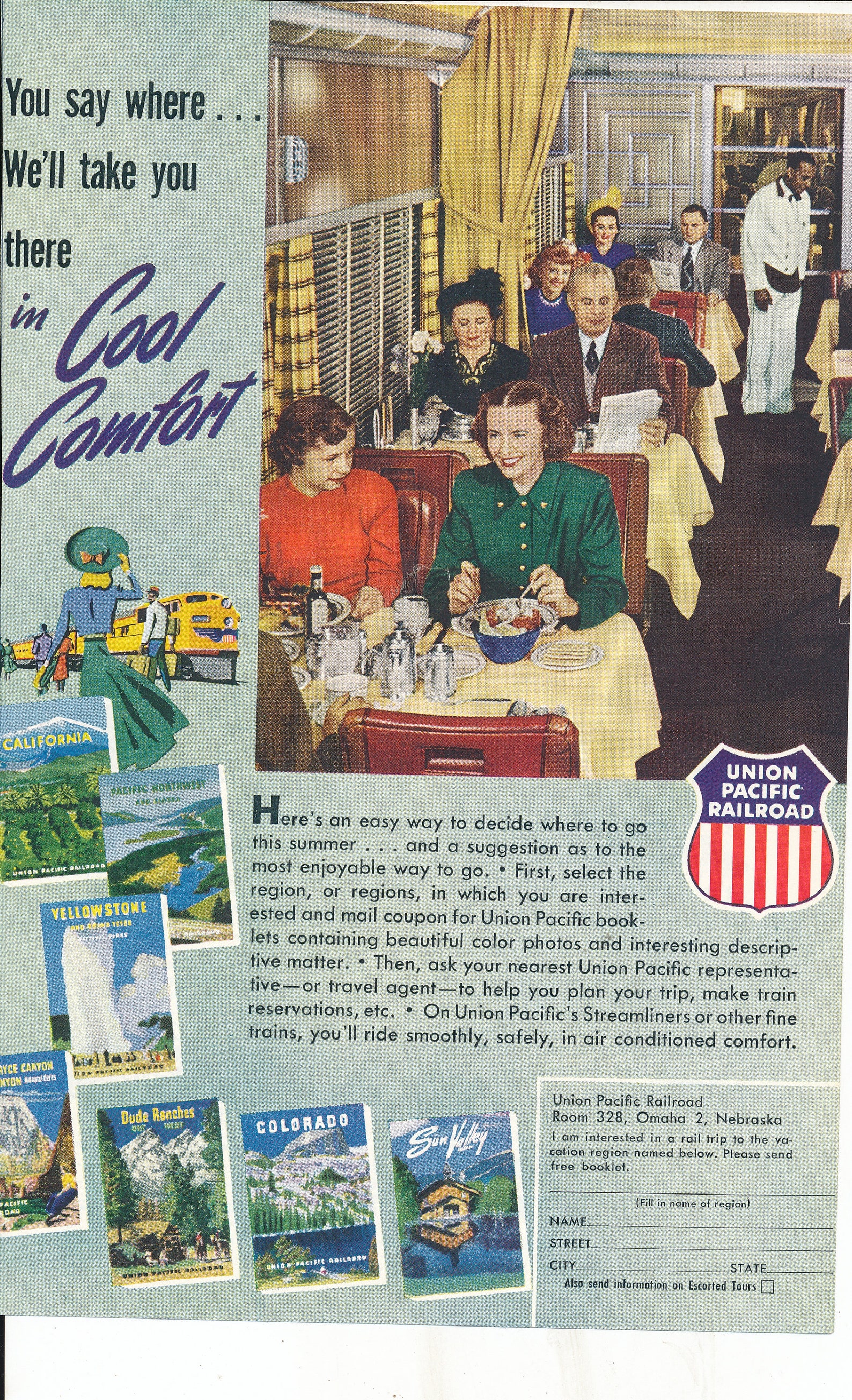 Union Pacific Railroad 5 Magazine Print Ads From the 1950's - Etsy