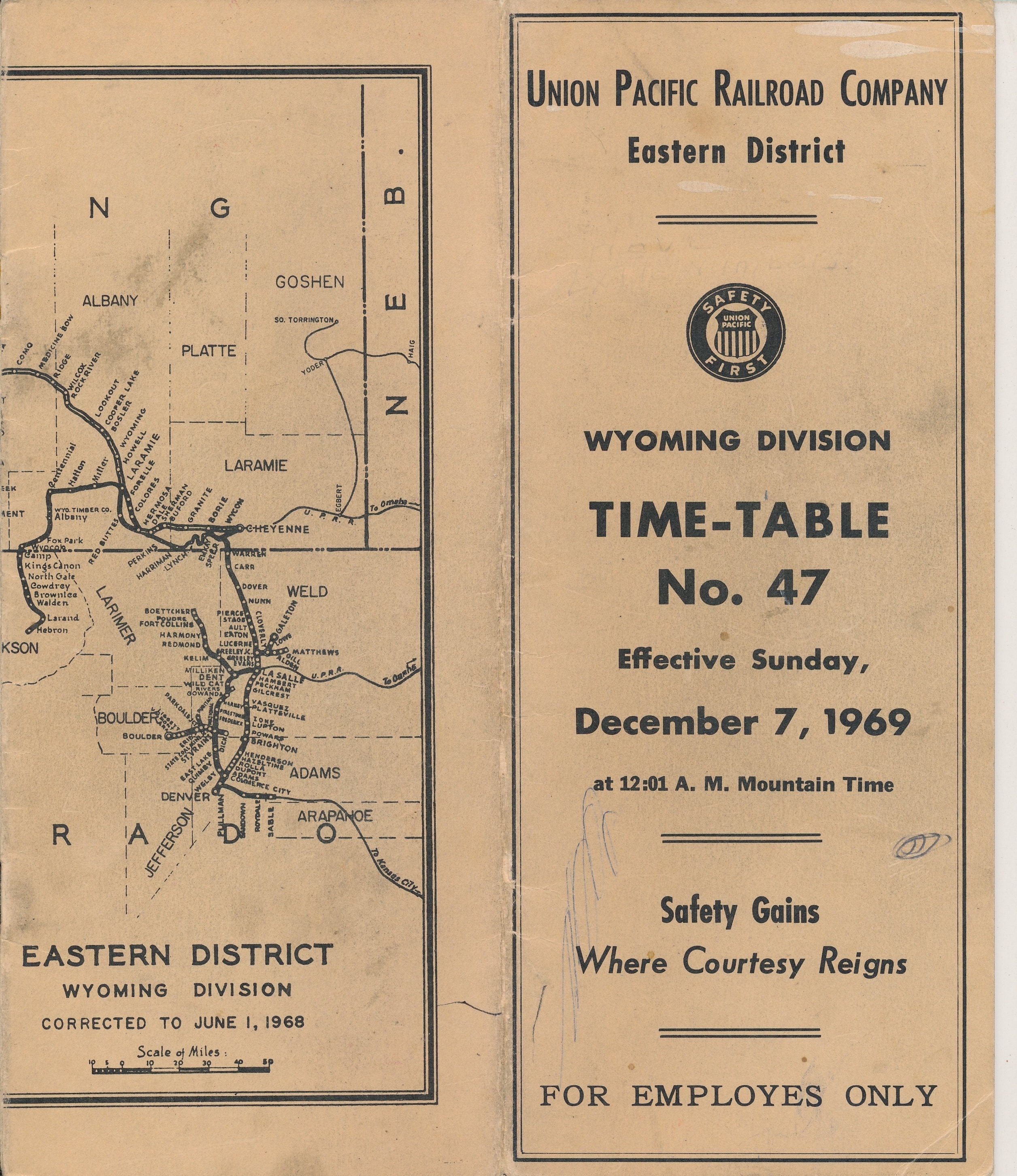 Union Pacific Railroad Wyoming Division Employee Timetable 47 - Etsy