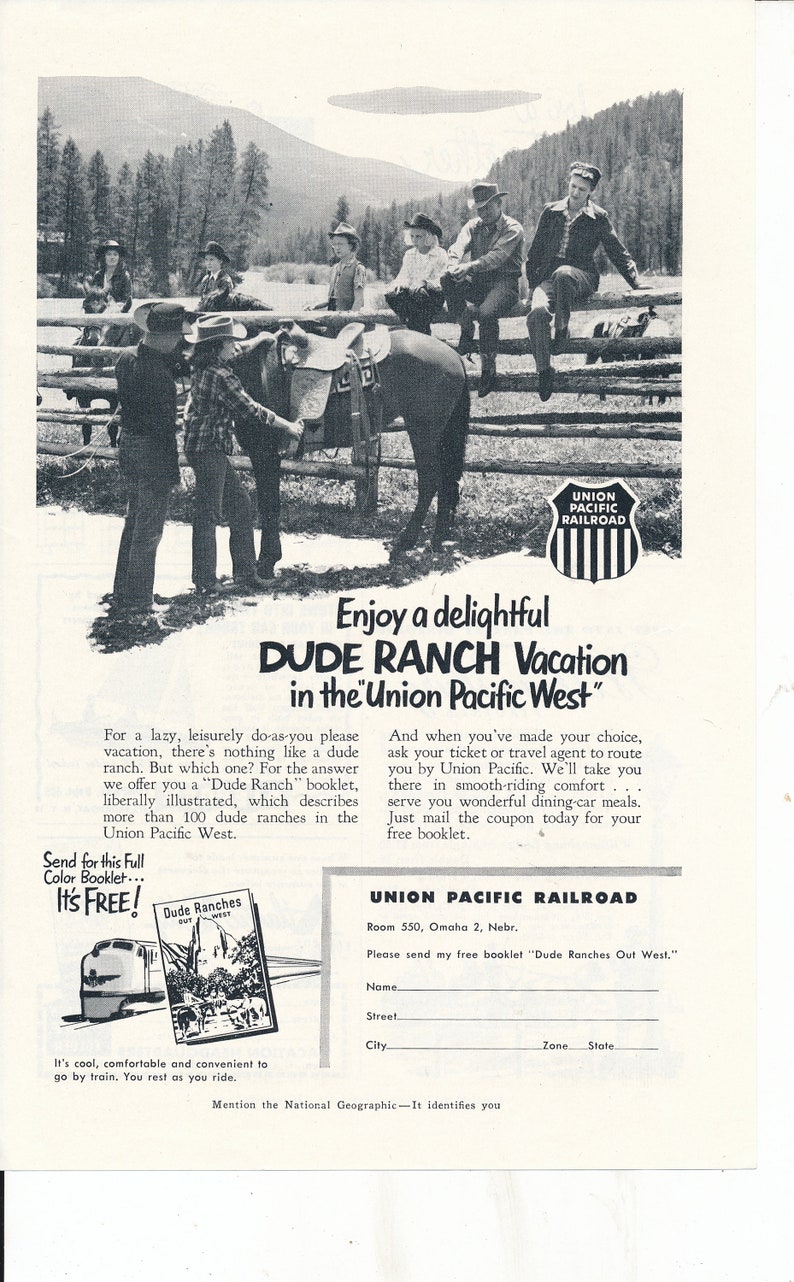 Union Pacific Railroad 5 Magazine Print Ads From the 1950's - Etsy