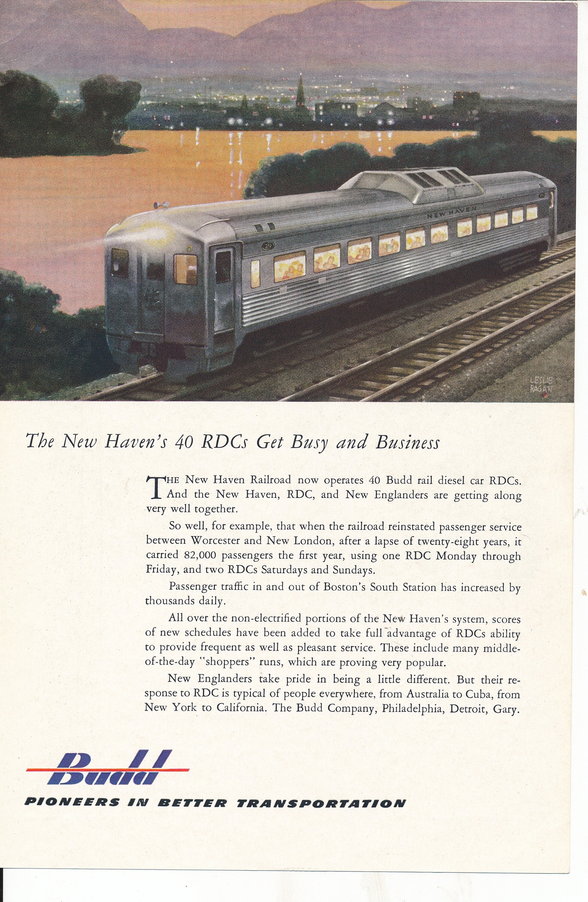 Budd Railcar Company RDC Budd Cars 3 Print Ad's 1950's Promoting New ...