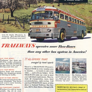 Trailways Bus Company 2 Magazine Ads From the 1950's - Etsy