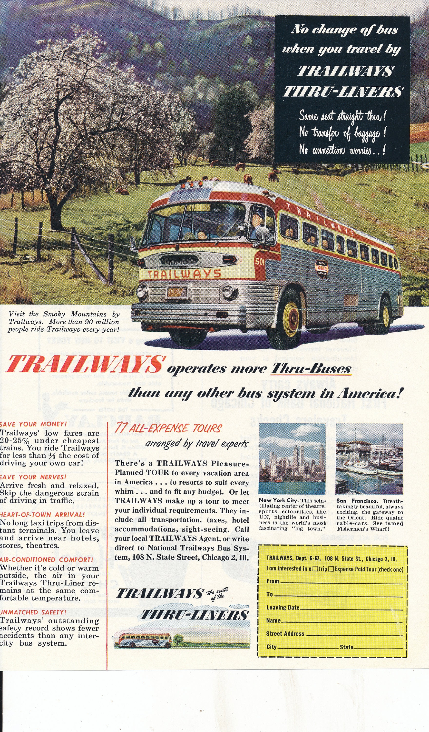Trailways Bus Company 2 Magazine Ads From the 1950's - Etsy