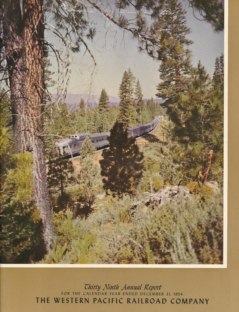 Western Pacific Railroad Annual Report for 1954 Featuring the ...
