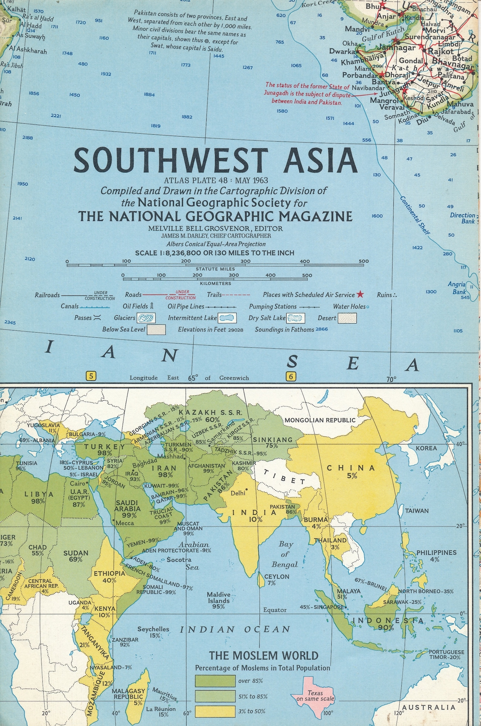 The National Geographic Magazine Maps: Lot of 3 Asia and Adjacent Areas ...