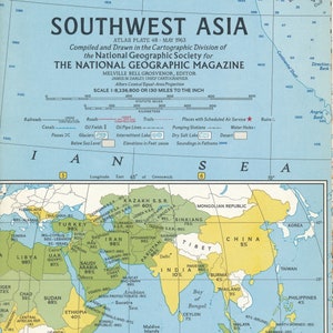 The National Geographic Magazine Maps: Lot of 3 Asia and Adjacent Areas ...