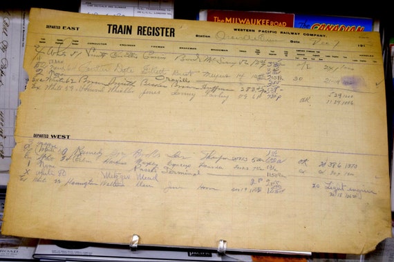 Western Pacific Railway Station Register of Trains for | Etsy