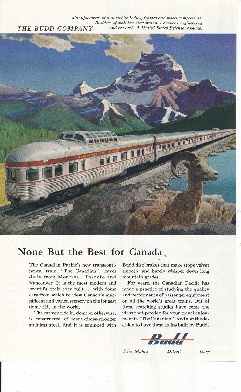 Budd Railcar Company 2 Magazine Print Ads From the 1950s Promoting New ...