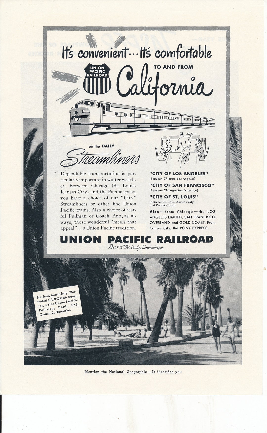 Union Pacific Railroad 5 Magazine Print Ads From the 1950's - Etsy