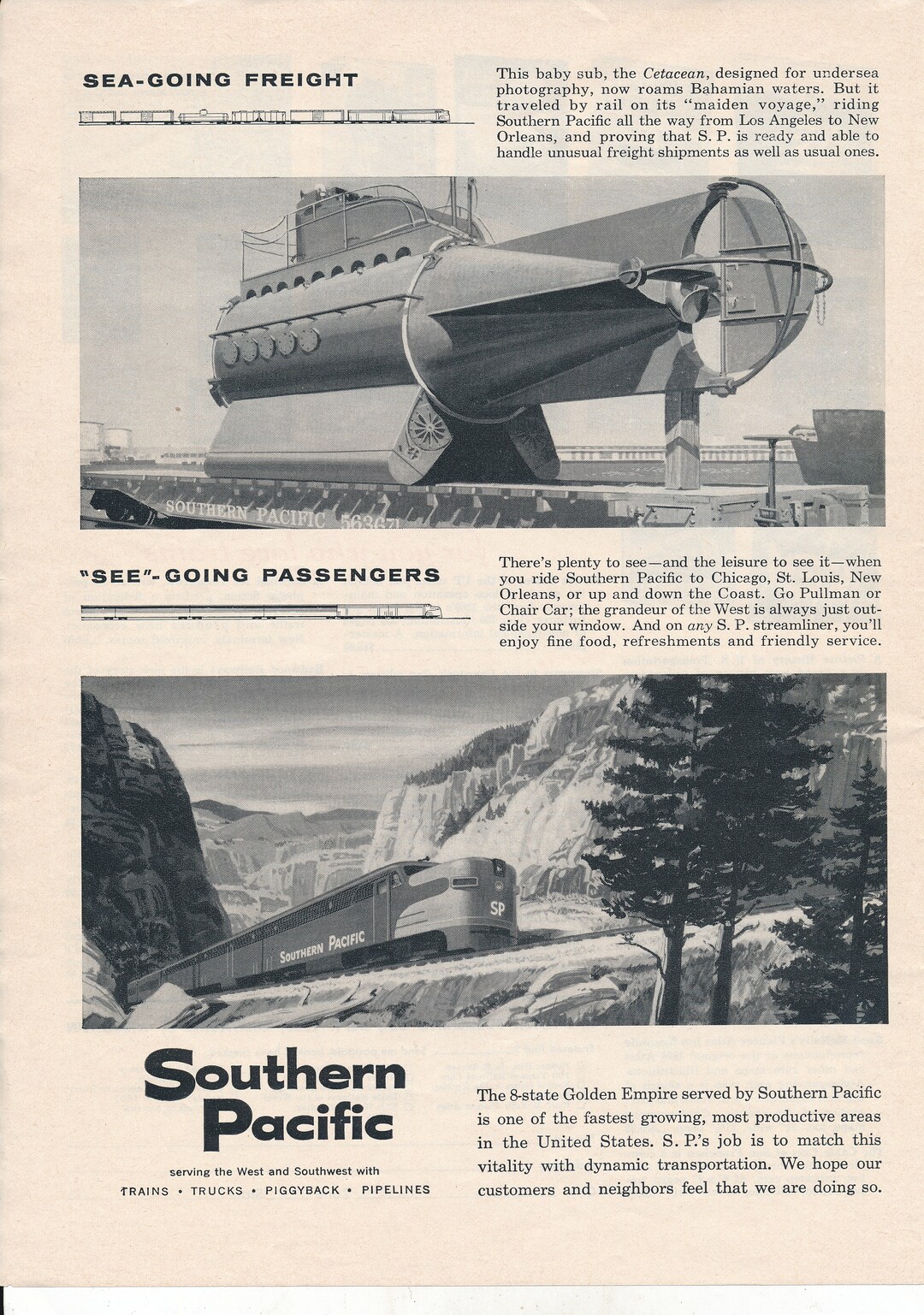 Vintage Southern Pacific Railroad 4 Magazine Print Ads From 1950's ...