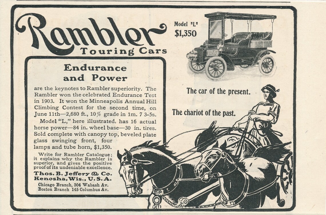 5 Vintage Print Ads for Rambler in the 1900's - Etsy
