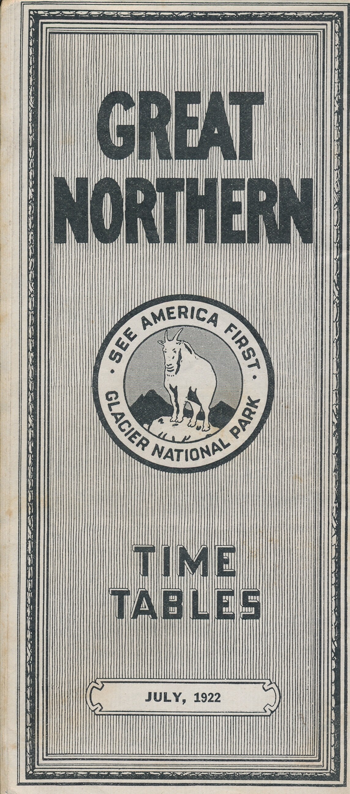 Great Northern Railway Public Timetable Dated July 1922 - Etsy