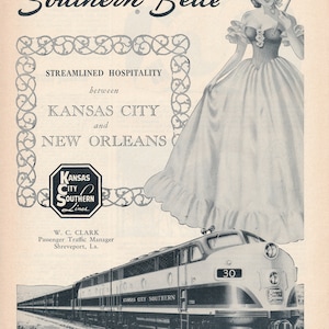 Kansas City Southern Railroad 2 Magazine Print Ads for the Southern Belle From the 1950's - Etsy