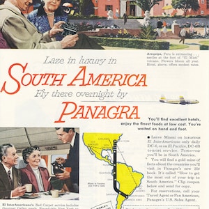 Panagra Airlines 4 Magazine Pring Ads From the 1950's - Etsy
