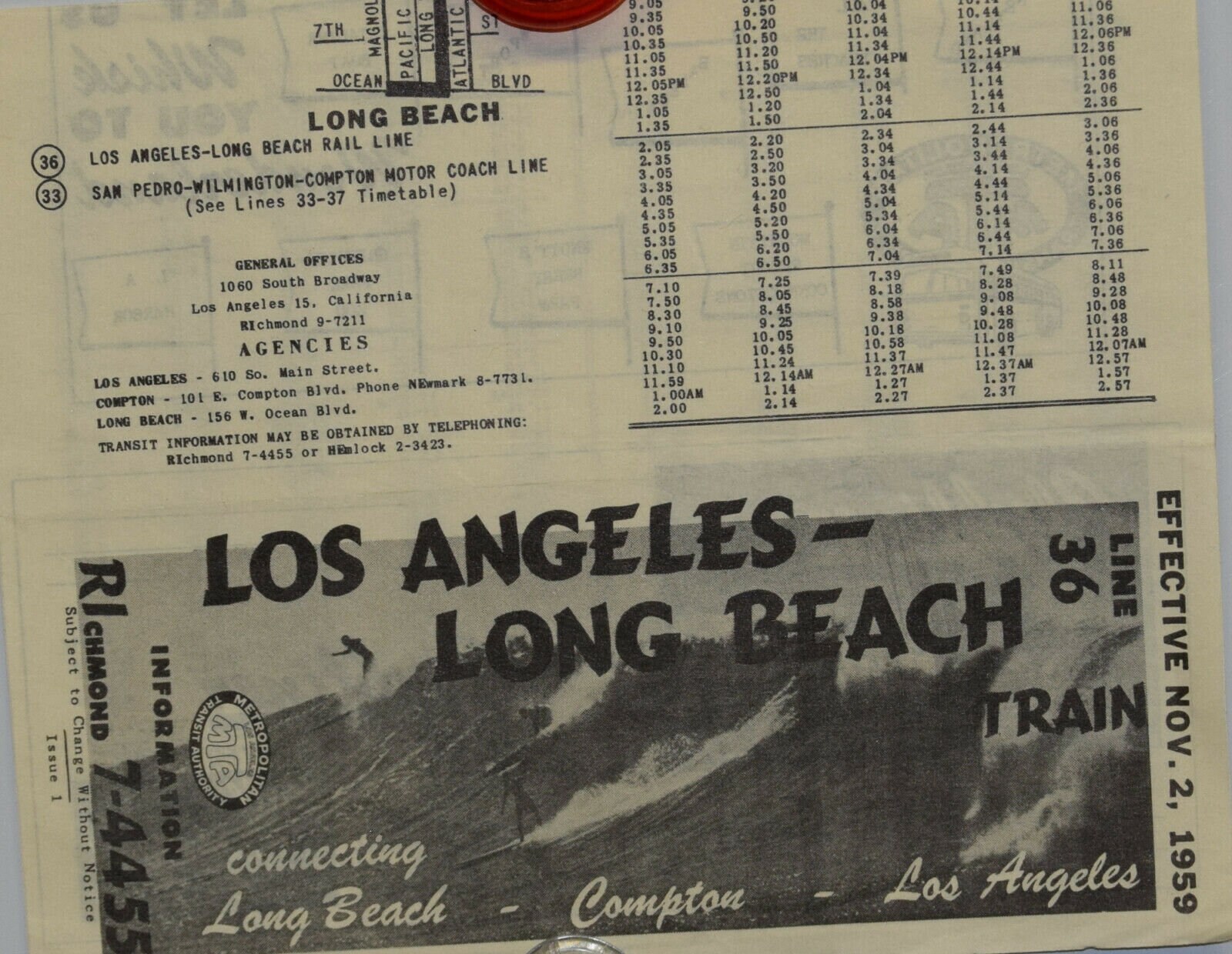 Pacific Electric Railroad Pocket Timetable for the Long Beach - Etsy