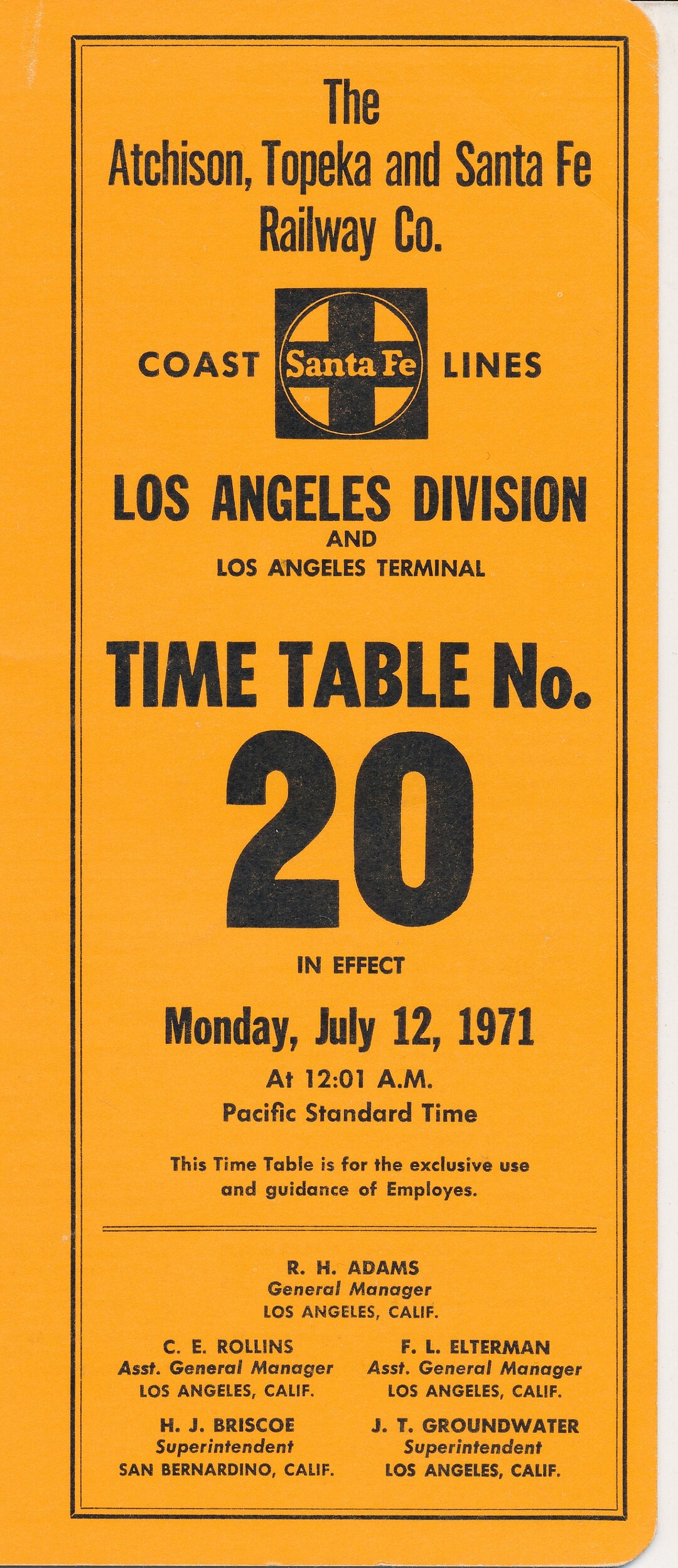 Santa Fe Railway Employee Timetables Los Angeles Division 6 Different ...