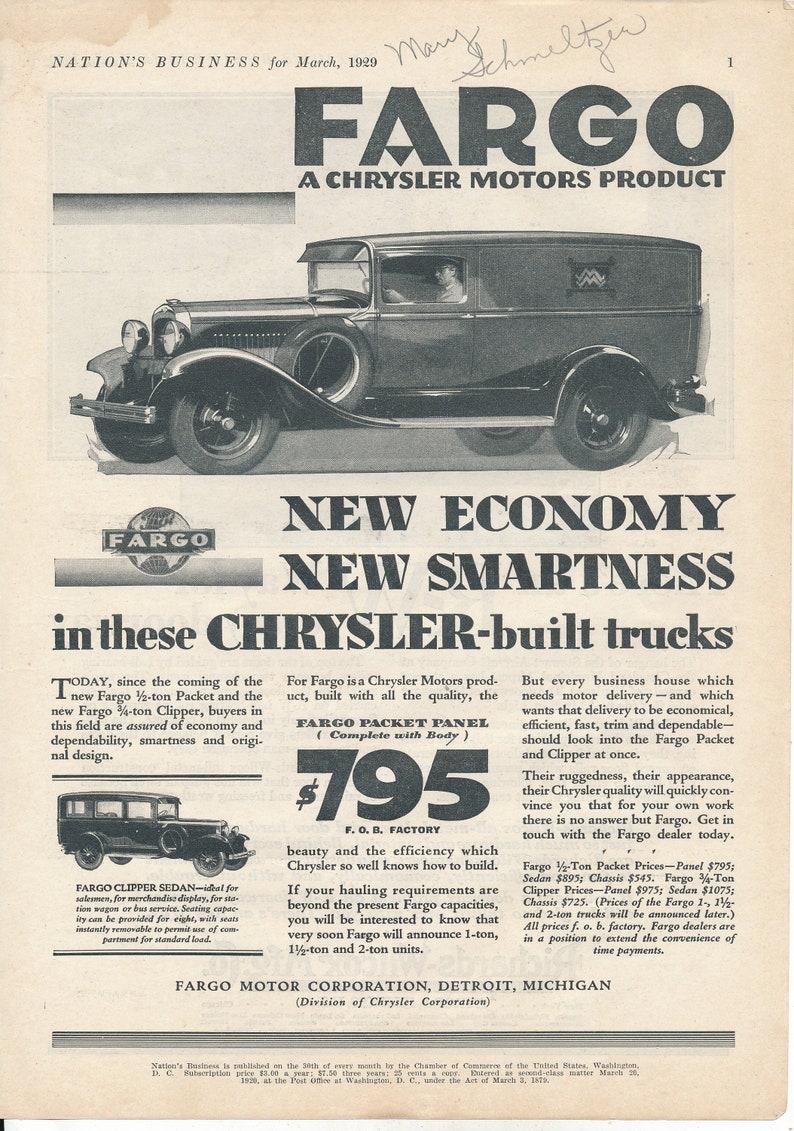 Fargo Trucks 4 Vintage Magazine Ads From the 1920's and 1930's - Etsy