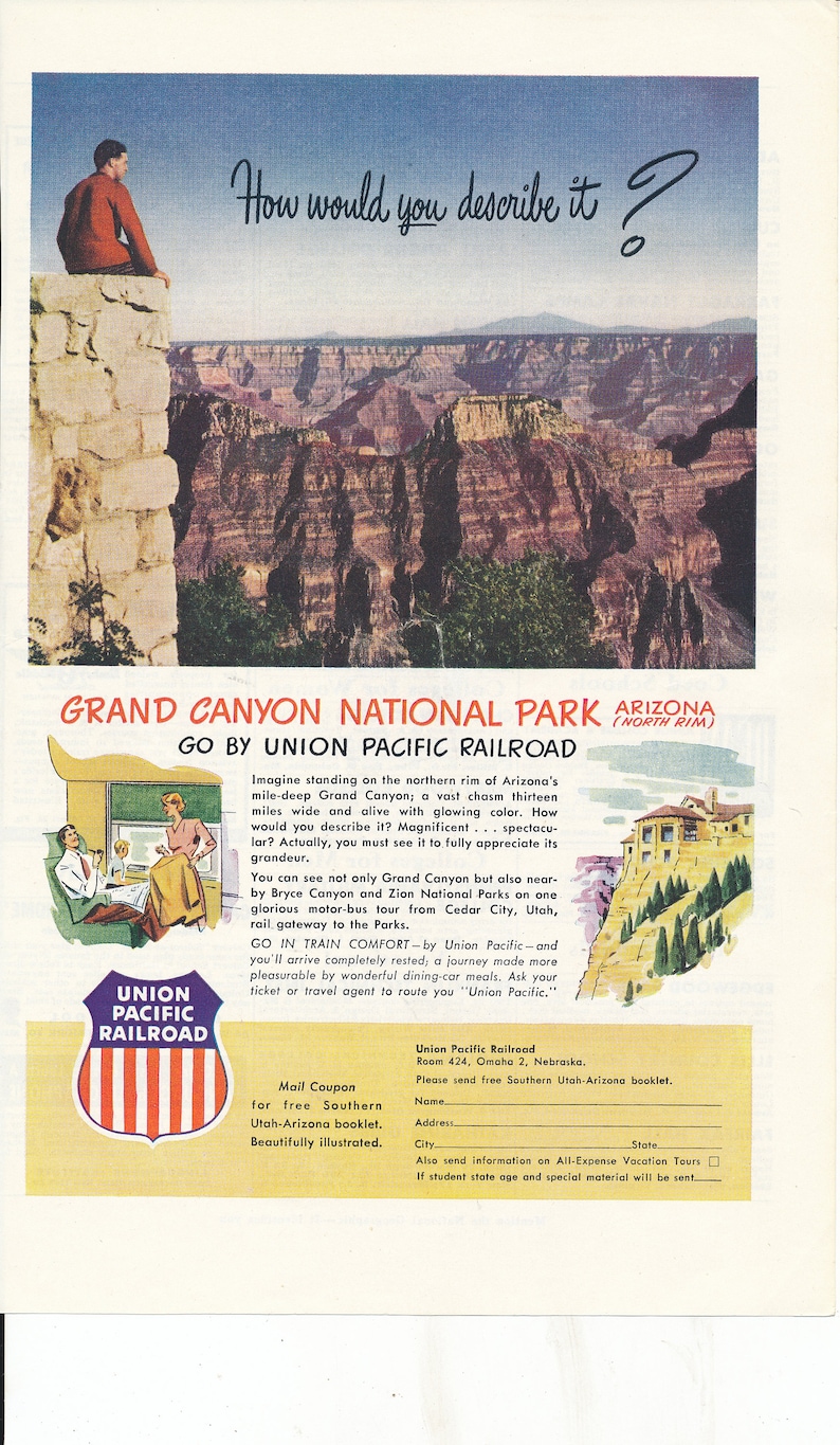 Union Pacific Railroad 5 Magazine Print Ads From the 1950's - Etsy