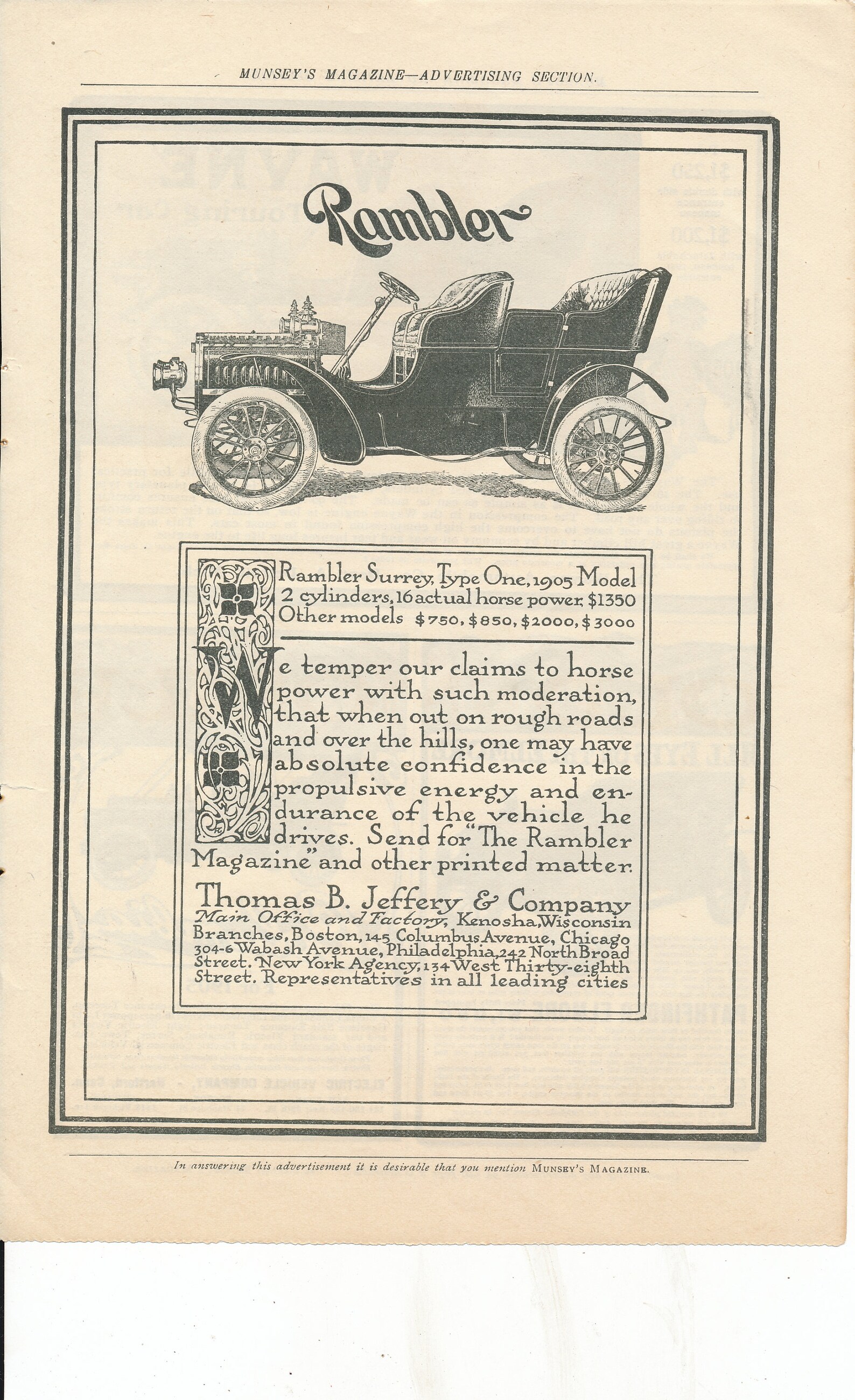 5 Vintage Print Ads for Rambler in the 1900's - Etsy