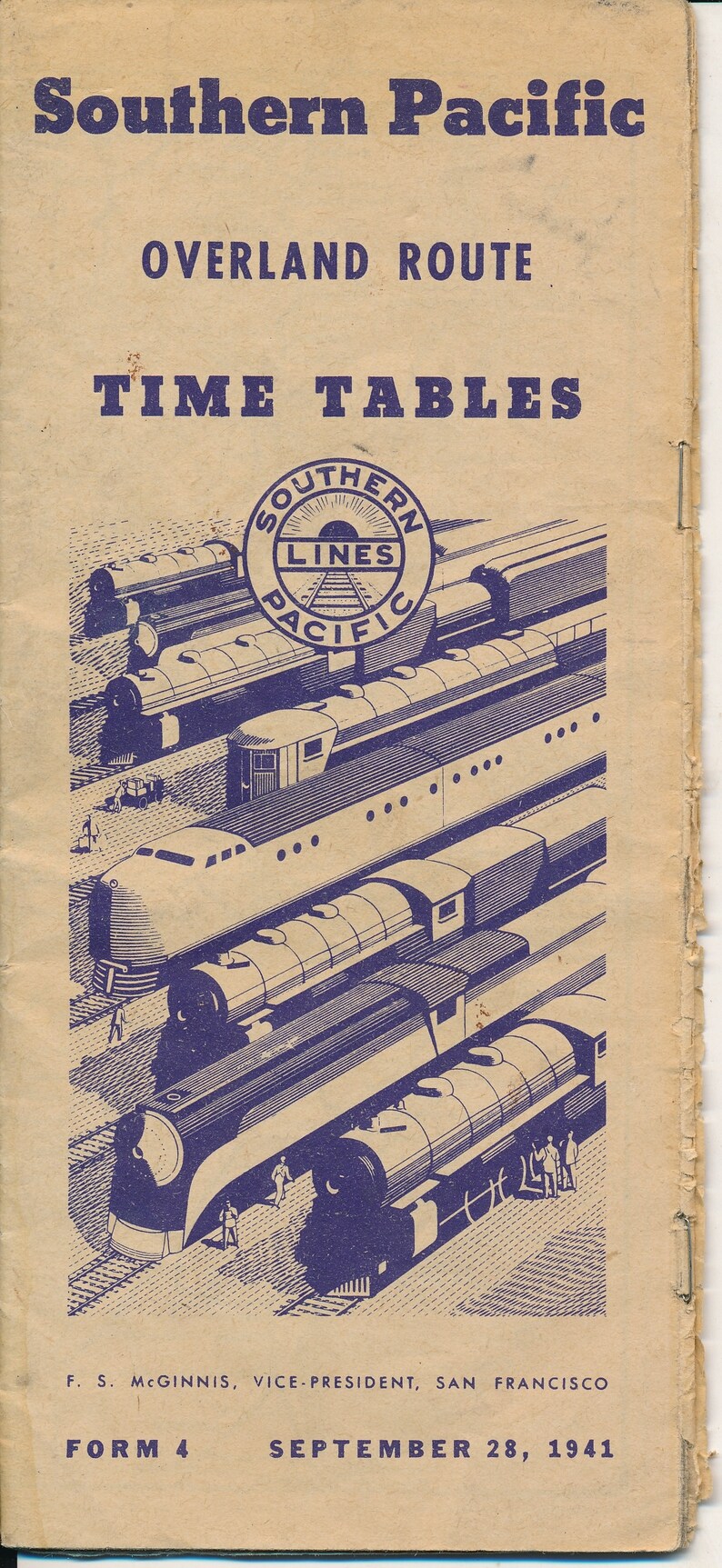 Southern Pacific Railroad Overland Route Timetable September - Etsy