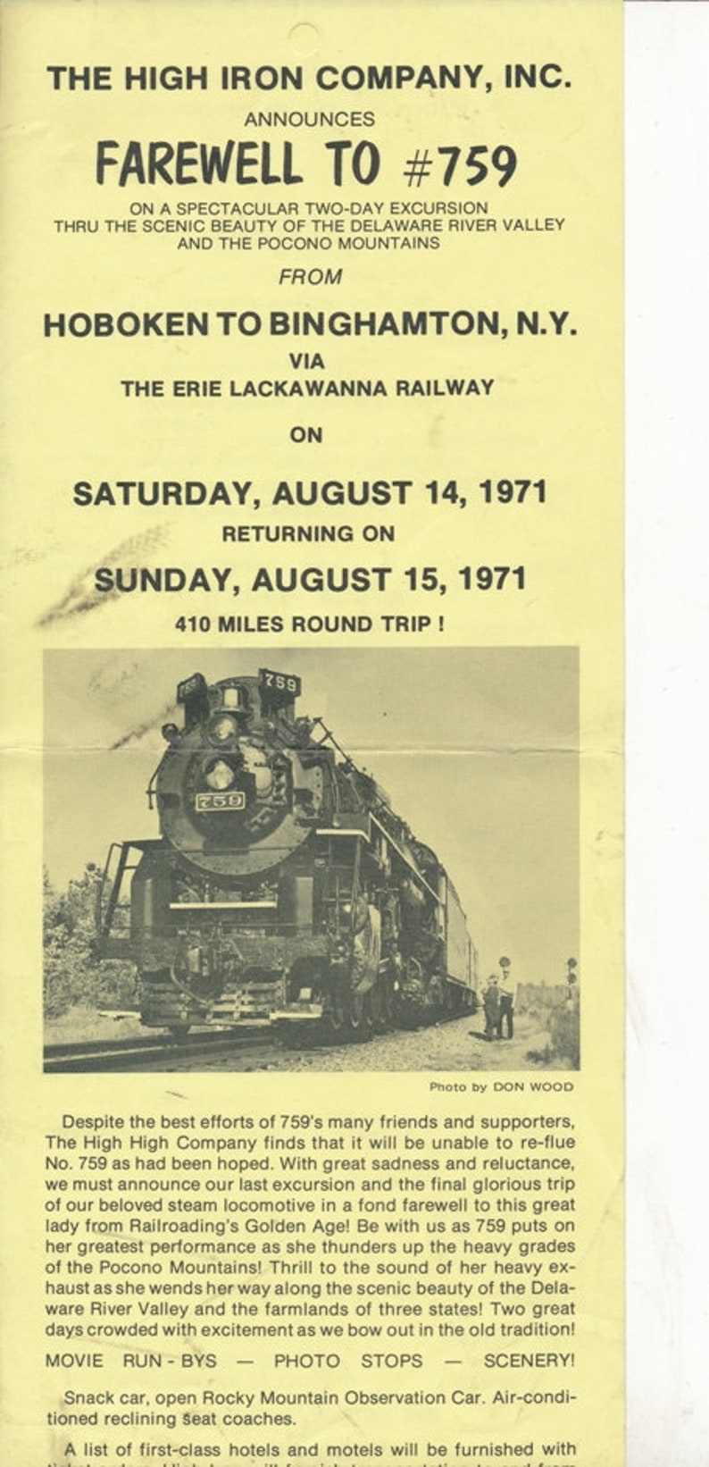 High Iron Company Steam Excursion Flyers From the 1960's and 1970's ...