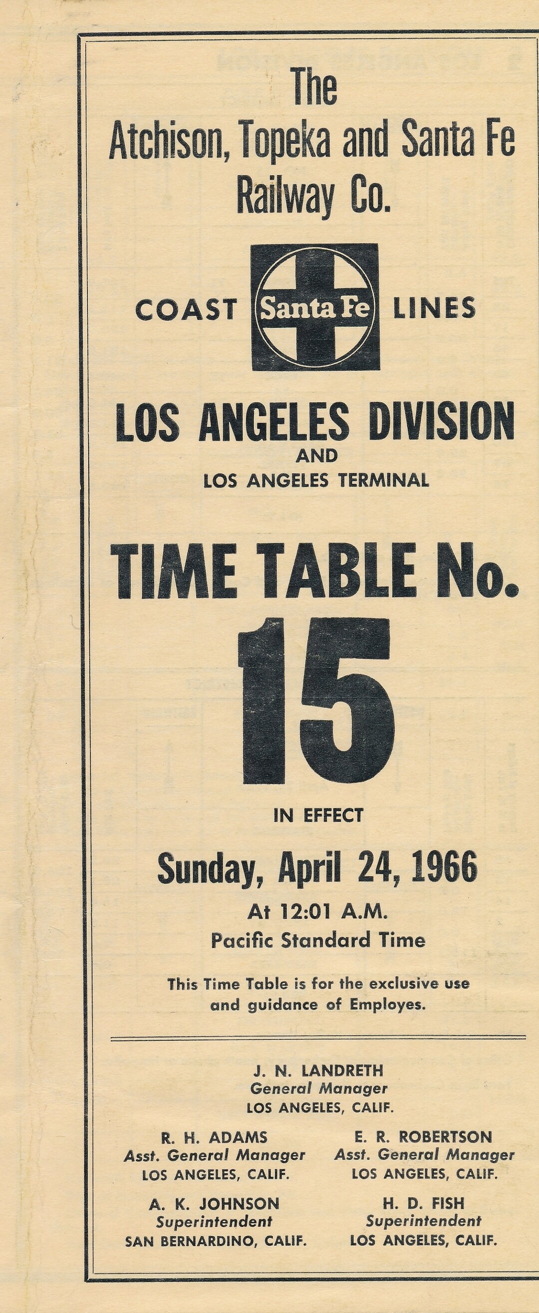 Santa Fe Railway Employee Timetables Los Angeles Division 2 Different ...