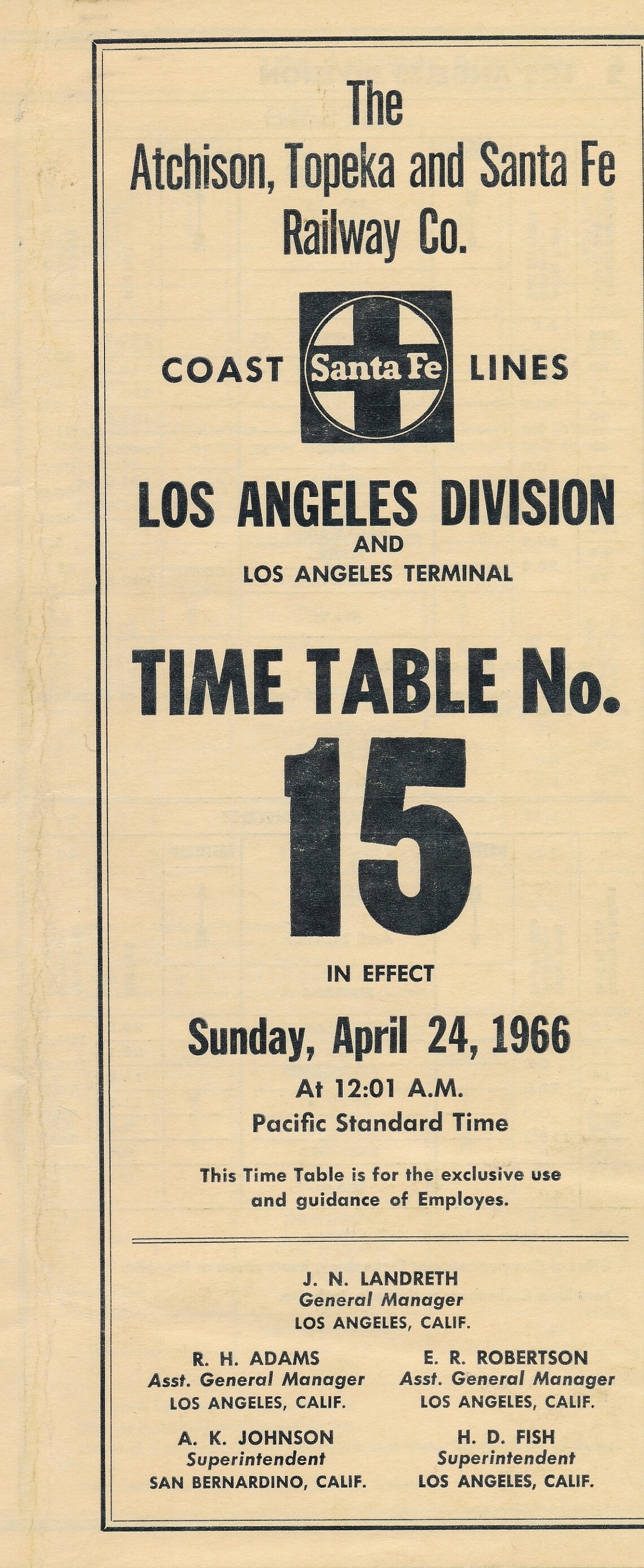 Santa Fe Railway Employee Timetables Los Angeles Division 2 Different ...