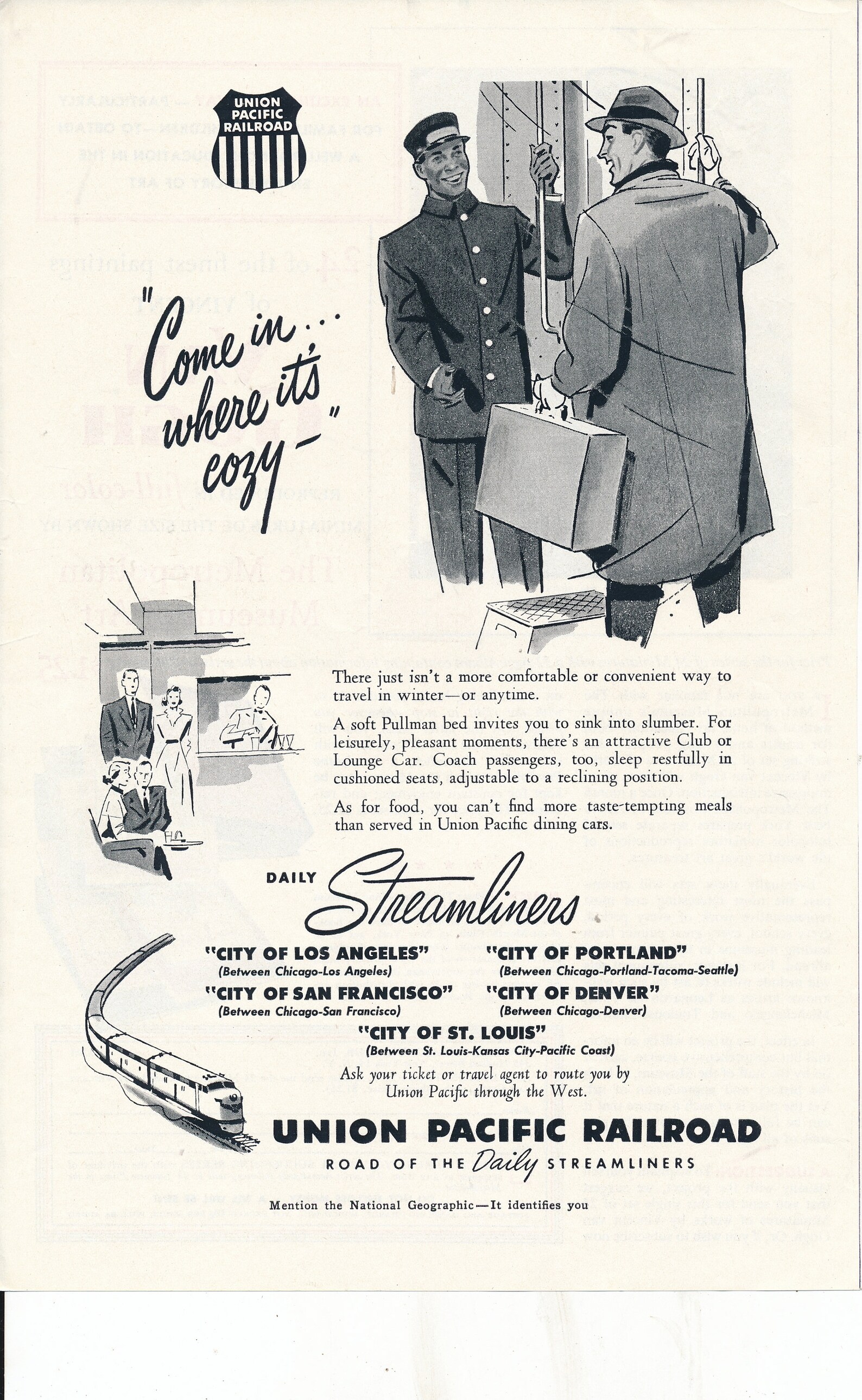 Union Pacific Railroad 5 Magazine Print Ads From the 1950's - Etsy
