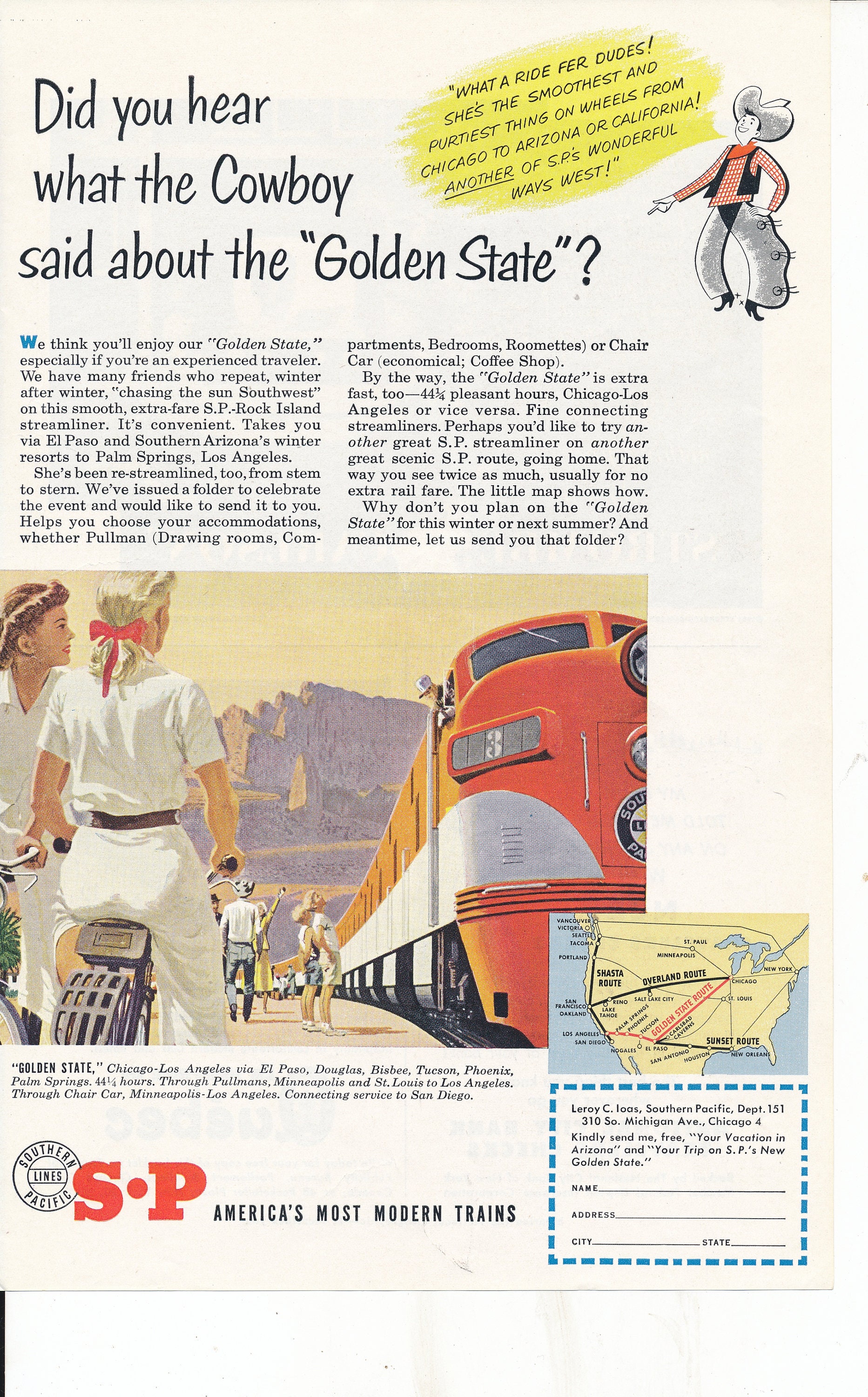 Vintage Southern Pacific Railroad 4 Magazine Print Ads From 1950's ...