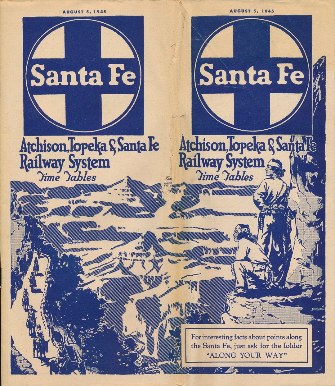 Santa Fe Railway Public Timetable August 5, 1945 - Etsy